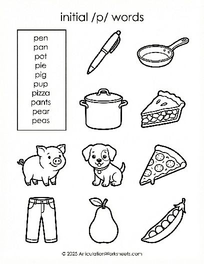 English Articulation Worksheets for Speech Therapy ...